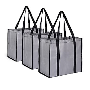 LONGTEAM Extra Large Reusable Foldable Shopping Bag, Fold Away Washable and Lightweight Shopper Bag with Reinforced Handles (3 Pack)