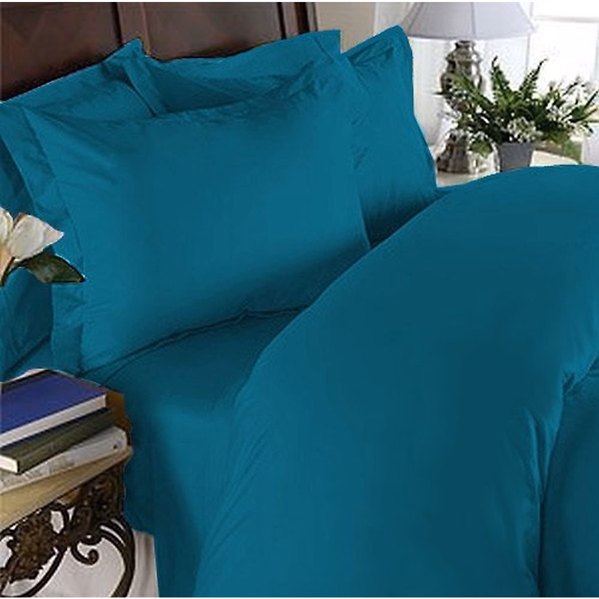 Elegant Comfort 3 Piece 1500 Thread Count Luxury Ultra Soft Egyptian Quality Coziest Duvet Cover Set, Full/Queen, Turquoise (2RW- DVT Q Turqouise)