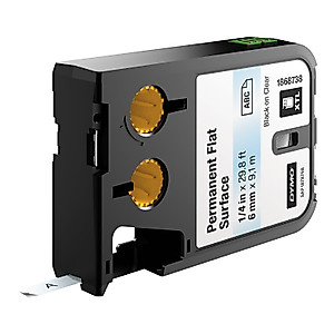 DYMO 1868738 Permanent Flat Surface, 6mm, Black on Clear