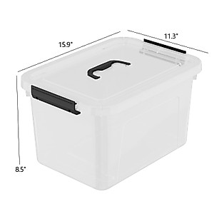 Vadidiya 4 Packs 18 Quart Clear Plastic Storage Latching Bins, Clear Storage Boxes with Handles