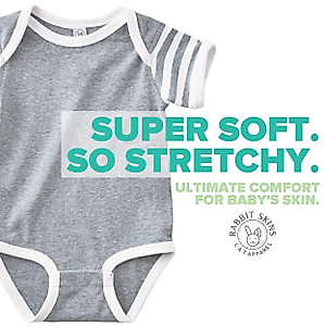 RABBIT SKINS Baby Bodysuit Girl & Boy | Newborn 0-3 Months to 24 Month Toddler 3-Pack Bulk Set, Snap Easy Closure, Granite Heather/White/Black, Newborn