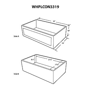 Whitehaus Collection WHPLCON3319-WHITE Reversible Series Kitchen Sink, 33 inch, White