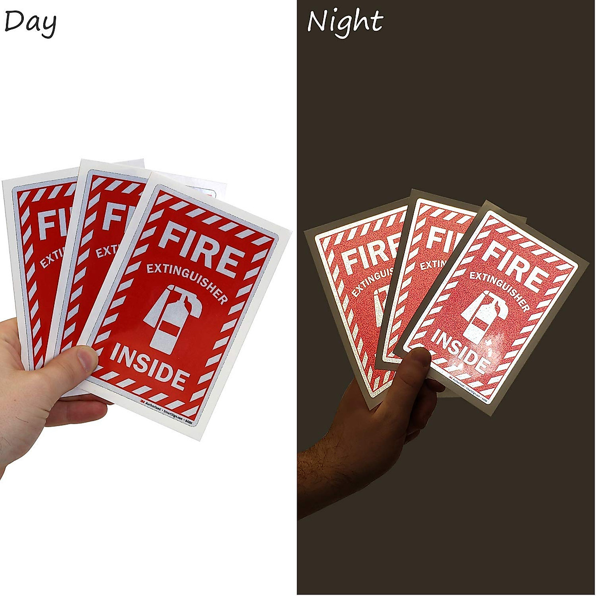 SmartSign Fire Extinguisher Inside Label | 4" x 6" Engineer Grade Reflective, Pack of 3, Made in USA