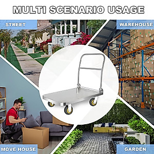 Uholan Dolly Cart Heavy Duty Hand Truck 660lbs Stainless Steel Folding Cart with Wheels Used for Warehouse Transport Groceries Heavy-Duty Utility Hand Truck