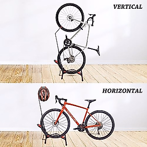 JAPUSOON Upright Bike Stand, Adjustable Vertical Bike Rack for Indoor Bike Storage - Garage & Home, Space-Saving Vertical & Horizontal Bike Rack Garage, Fit Most 20''-29'' Bike