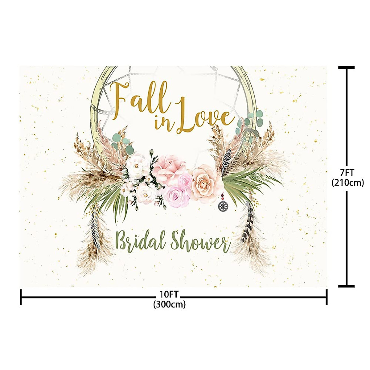 ABLIN 10x7ft Fall in Love Backdrop Boho Bridal Shower Decorations Pampas Grass Dreamcatcher Photography Background Bride to Be Engagement Bachelorette Party Decorations Props