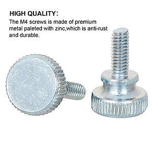 40 PCS M4x10mm Flat Knurled Head Fully Threaded Thumb Screws, Bolts Fastener, Vesa Screws, Monitor Mount Screws for Works with Any TV and Monitor Mounting