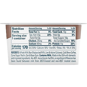 Icelandic Provisions, Coffee Cold Brew Extra Creamy Skyr Yogurt, 4.4 Ounce