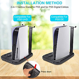 Charging Station for PS5 VR, PS VR Charging Display Stand - Showcase, Cool, Charge, and Display your PS5 VR - Playstation 5 Vertical Stand, Fan, Controller Charger and Hub