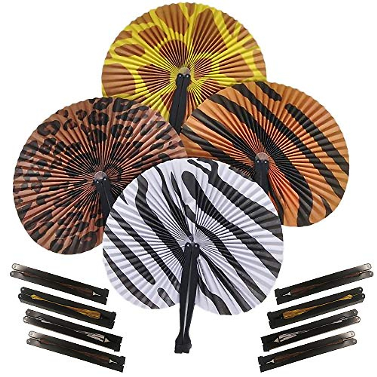 ArtCreativity Safari Print Folding Fans - Fun Party Favors