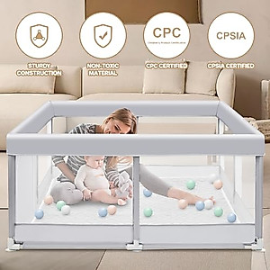 Baby Playpen with Mat, Zinvoda Play Pen for Babies Toddlers, BPA-Free Playard for Indoor & Outdoor Kids Activity Fence Center 49"x49"x25" with Anti-Slip Playmat