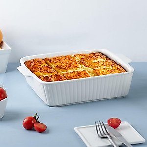 Casserole Dishes for Oven, 10'' Square Casserole Baking Dish, 2 Pack Ceramic Baking Dishes, Bakeware Sets with Handles, Lasagna Pan for Baking, Cake, Kitchen, Microwave, Dishwasher Safe