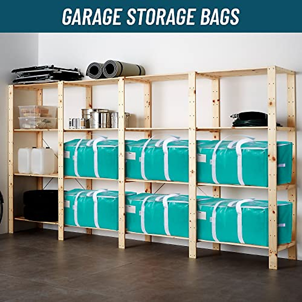 Primo Moving Bags Heavy Duty Extra Large Packing Bags for Moving and Storage Totes - Reusable Alternative to Moving Boxes with Strong Handles & Zippers Fold Flat Sea Foam Blue - 4 Pack