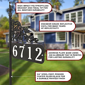 Address America USA Handcrafted Oak 30 Inch Reflective Address Sign - Double Sided - Easy to Read Day and Night - AS