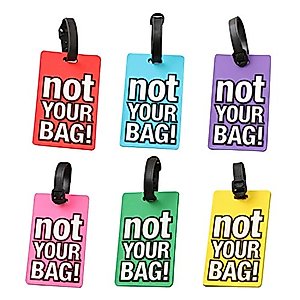 6 Pack Luggage Tags Bright Colors Business Card Holder Suitcase Tags (NOT Your Bag) by OVOV