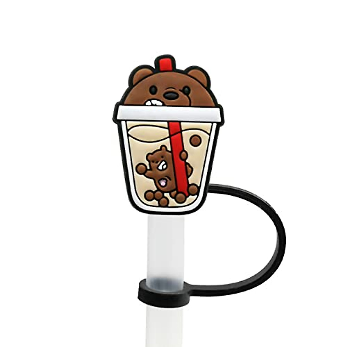 Straw Cover Cap 7 Pieces Reusable Silicone Straw Toppers Drinking Straw Tips Lids for 6-8 mm Cute Straws Plugs (Not include Straw) Style1