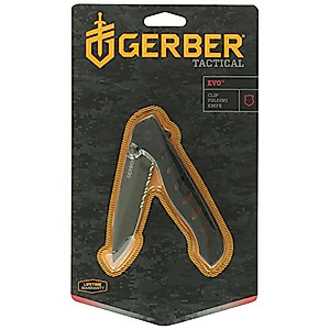 Gerber Gear EVO Knife, Serrated Edge, Titanium Coated [22-41432],Black