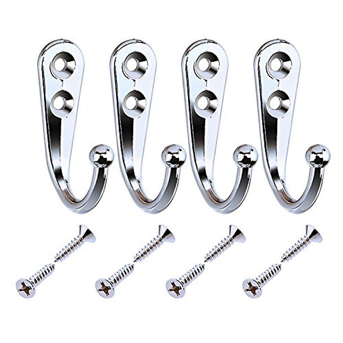 Sunmns 24 Pieces Coat Hooks Single Wall Mounted Robe Hook Hanger with 50 Pieces Screws (Silvery)