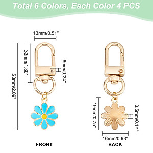 PH PandaHall 24pcs Flower Keychain, Daisy Enameled Charms Aesthetic Keychain Car Key Ring Pendant Key Chains for Mom Mother's Day, Handbag Bag, Earphone Case Decoration, Purse Accessories