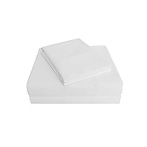 SUPERIOR Cotton Percale Deep Pocket, Twin, White, 4-Pieces Sheet Set