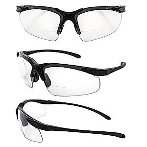 Global Vision Two Pairs of Apex 2.0 Bifocal Safety Glasses, One Pair with Clear Lenses and One with Smoked