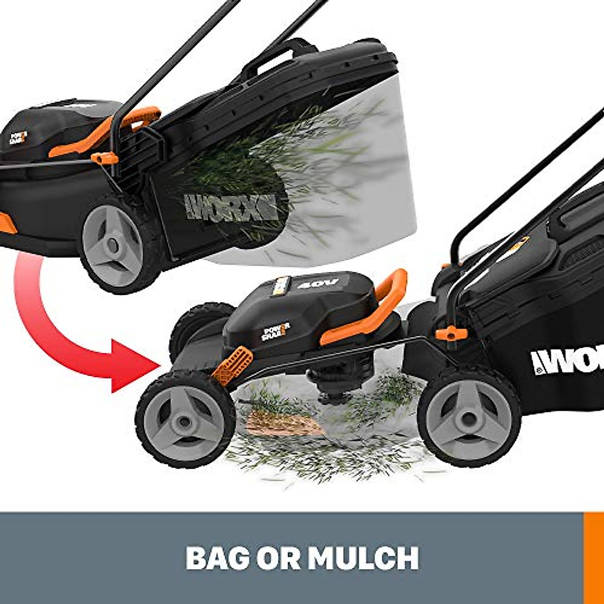 WORX WG911 20V Power Share Lawn Mower and Grass Trimmer (Batteries & Charger Included)