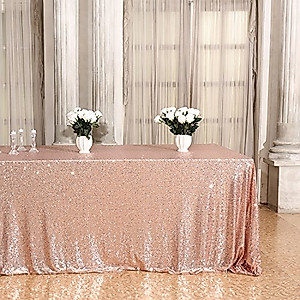 Poise3EHome 50×72'' Rectangle Sequin Tablecloth Party Cake Dessert Table Exhibition Events, Rose Gold