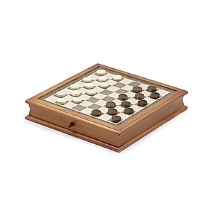 ANDSTAR 2 in 1 Wooden Chess and Checkers Board Game Set Staunton Style Pieces with Storage Drawer Combo Set Portable Table Games for Kids and Adults Travel Family Party