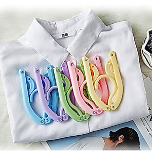 NHW 10PCS Portable Folding Clothes Hangers Retractable Plastic Non Slip Clothing Hangers for Kids and Adults