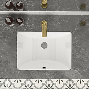 Mocoloo Undermount Bathroom Sink 21 x 15 Inch Rectangle Porcelain White Ceramic Bathroom Sink 8 Inch Deep Basin with Overflow Small Lavatory Vanity Top Under Mounted the Counter