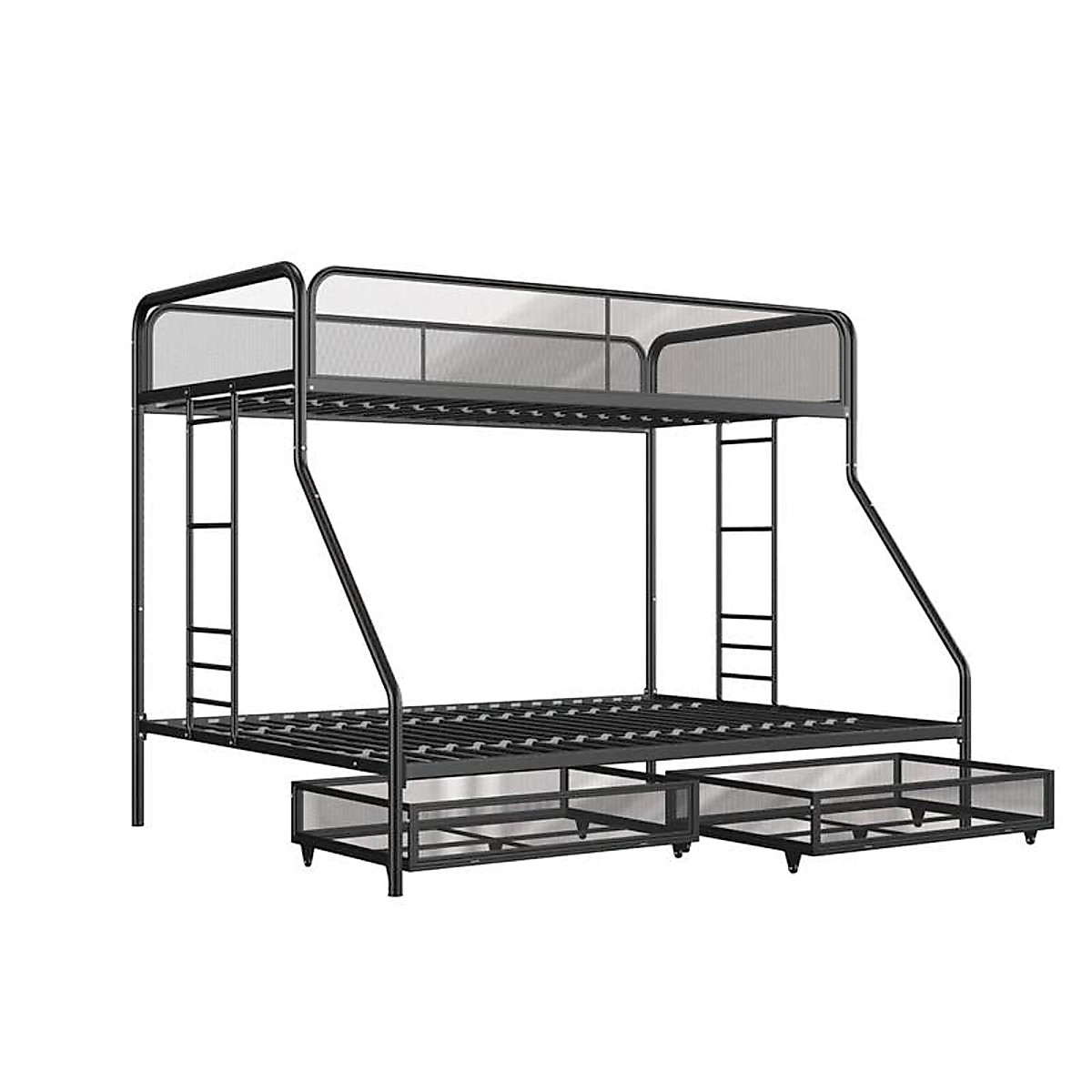 DHP Joslin Twin/Full Bed with Storage, Black Metal Bunk