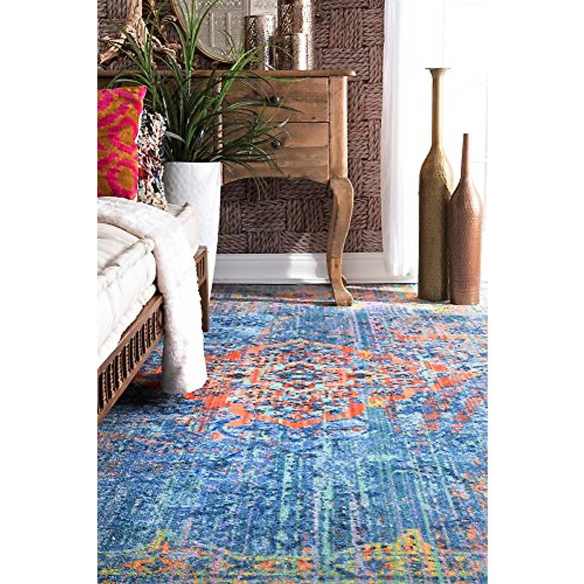nuLOOM Andrus Vintage Area Rug, 8' x 10', Blue