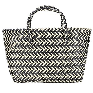 Cabilock Handmade Moroccan Market Basket Large Capacity French Wicker Basket Straw Beach Bag Vegetables Shopping Basket with Handle for Women Shopping Laundry Black