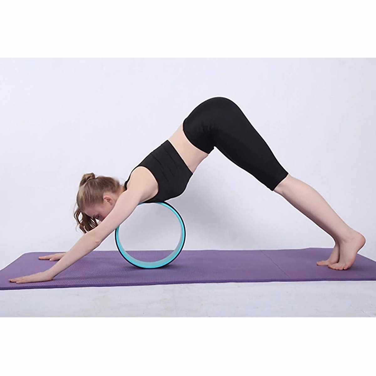 KuFit Yoga Fitness Wheel & 2 pcs Blocks & 1 pcs Yoga Strap Combo Value Pack-Black