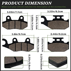 LOCOPOW Brake Pads Rhino 660 700 Front and Rear Compatible with Yamaha Rhino 660 YXR660 4x4 2004-2007 / Raptor 700 700R YFM700 2006-2012 / Rhino 450 YXR450 4x4 2006-2009