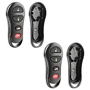 Replacement For 1998-2008 Chrysler Dodge Jeep 4-Button Remote Key Fob Shell Case GQ43VT17T (Set of 2)