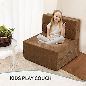 SUNYRISY Kids Folding Floor Sofa Bed Chair, Child Fold Up Couch Bed for Sleeping, 3-in-1 Convertible Toddler Floor Futon Mattress, Portable Fold Out Kids Futon Sofa Bed with Storage Bag