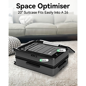 LUGGEX Luggage Sets 2 Pieces, 20 Inch Carry On Luggage with USB Port and 26 Inch Checked Suitcase with Front Opening, Only 26" Expandable (Silver, 20/26)