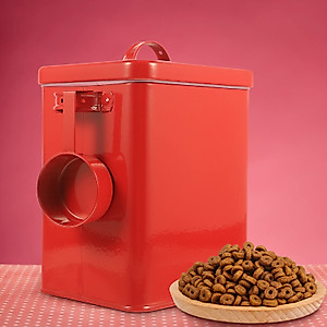 Luxshiny Cereal Containers Storage Dog Cat Food Storage Container Farmhouse Pet Food Treats Holder with Lid and Scoop Canister Tins for Kitchen Countertop Shelf Rice Dispenser