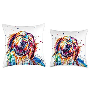 Weekday Best Smiling Golden Retriever Throw Pillow, 18x18, Multicolor