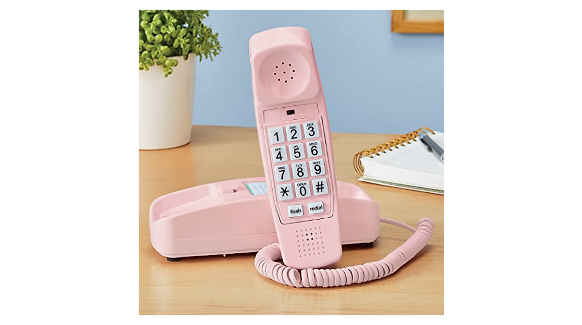 Pink Golden Eagle Trimline Corded Phone - 60s Design
