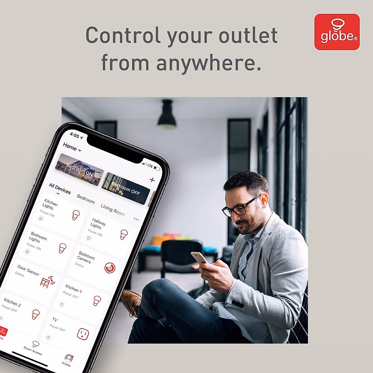 Globe Electric Wi-Fi Smart Plug, No Hub Required, Voice Activated, 4 Grounded Outlet, (4-Pack, 15A) 50207, White