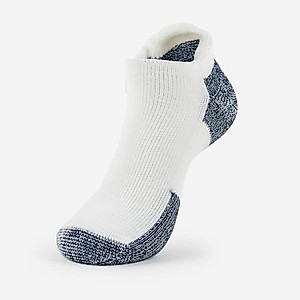 thorlos mens Max Cushion J Rolltop Running Socks, White/Navy (3 Pairs), Large US