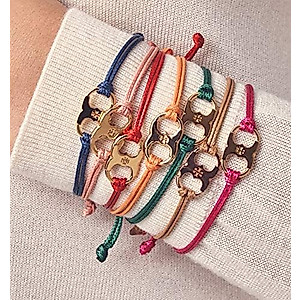 Tory Burch Embrace Ambition Gemini Link Corded Strand Bracelet, (435 Navy Blue/Gold-Tone)