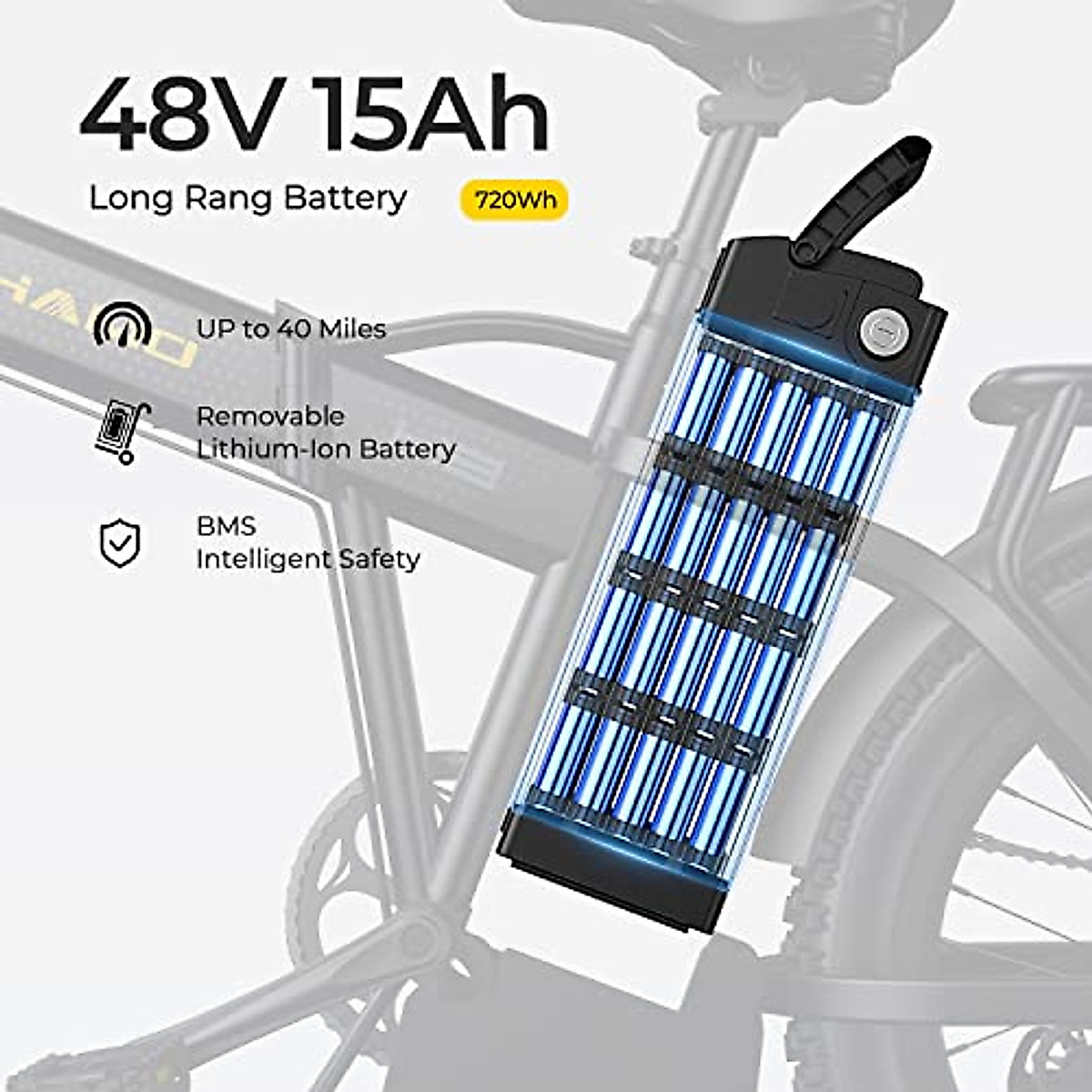 Foldable Electric Bicycles, 750W Brushless Motor, 48V 15AH Removable Battery, Electric Bike with Shimano 7 Speed Derailleur, Ebike for Adults