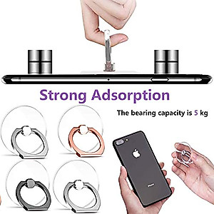 Phone Ring Transparent Cell Phone Ring Holder,360°Rotation Finger Ring Stand, Clear Cell Phone Kickstand Compatible with Most of Phones,Tablet and Case (1)