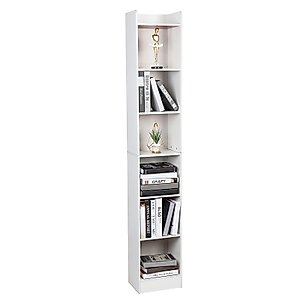Generic 71 Inches Tall Narrow Bookshelf, Slim Bookshelf, Corner Bookshelf 6 Tier Cube Display Shelf Storage Organizer for Small Space for Bedroom, Living Room, Office, Study Room (White), 14084982