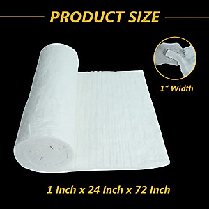 BACLAUGH 1"x24"x72",2400F Ceramic Fiber Fireproof Insulation Blanket, Applicable to Furnace, forging, kiln and Stove