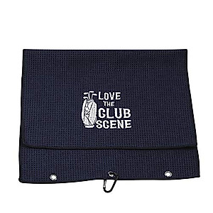 Embroidered Golf Towel Gift Golf Lover Gift Love The Club Scene Golf Towel with Clip (Love The Club Scene)