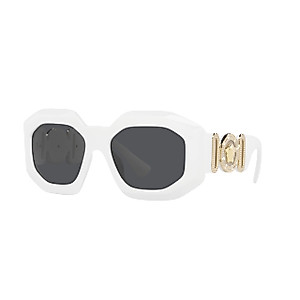 Versace Woman Sunglasses White Frame, Dark Grey Lenses, 56MM
